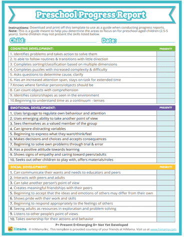 How to create a preschool progress report (with a free template) | Lillio